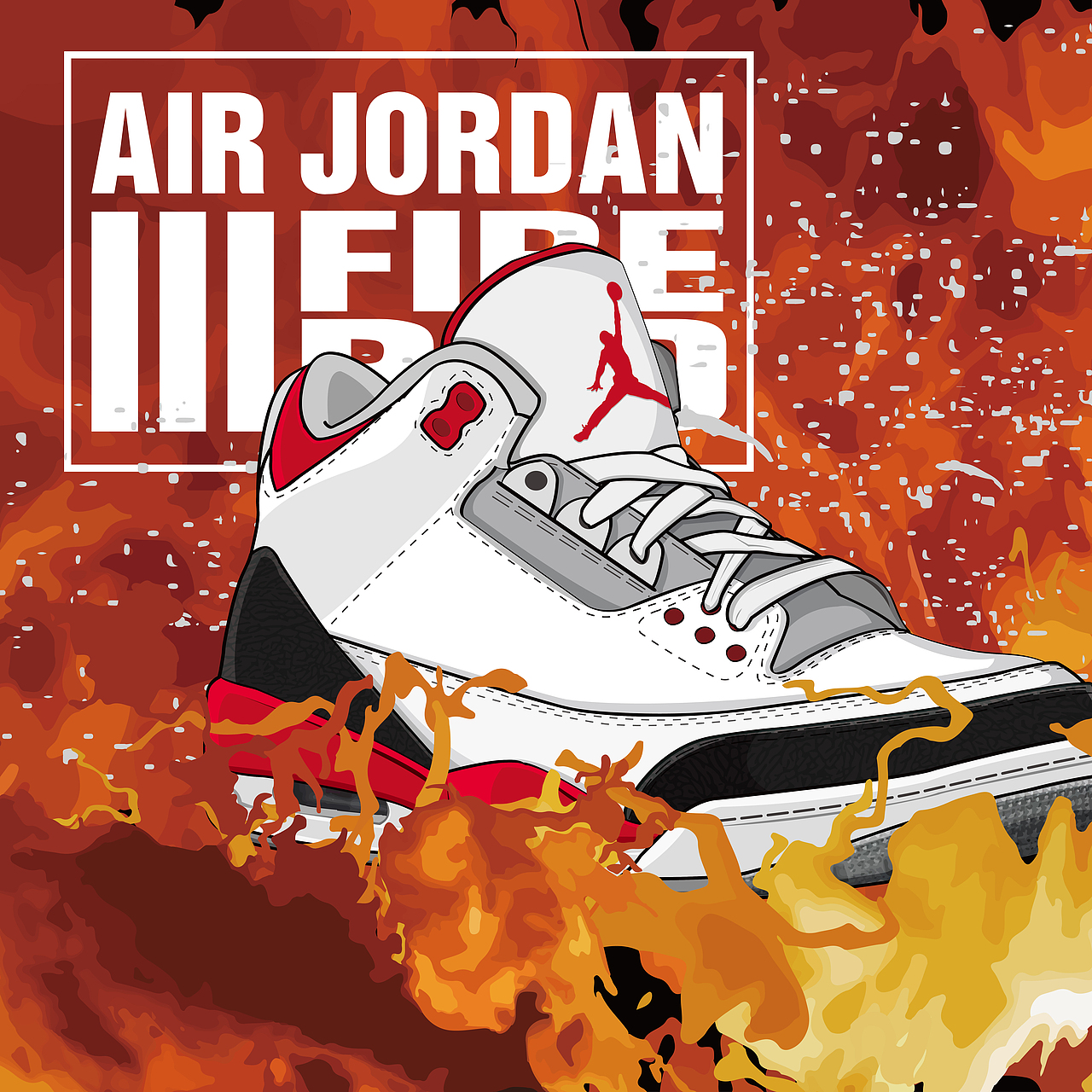 Air Jordan III "Fire Red"_Jackie_Yip-站酷ZCOOL
