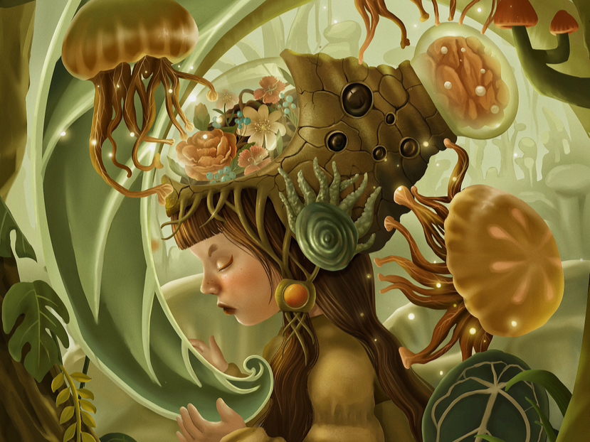 【异世界丛林少女】复古怪诞风插画_QY11-站酷ZCOOL