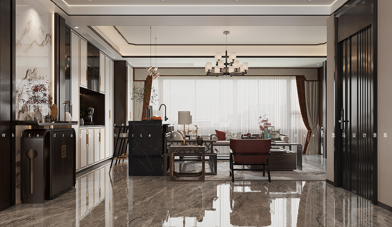 新中式风格——白龙马效果图_白龙马效果图小cc-站酷ZCOOL