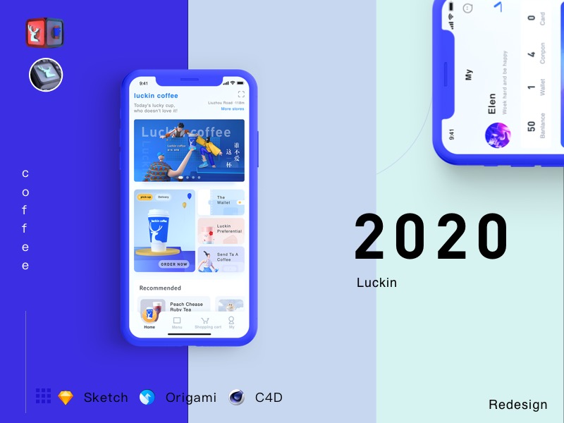 2020-UI-luckin coffee APP redesign_爱吃橘子的旅行-站酷ZCOOL