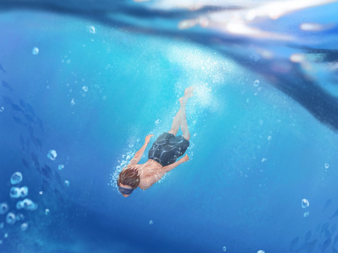 【插画】夏日潜水summer diving_hazel24-站酷ZCOOL