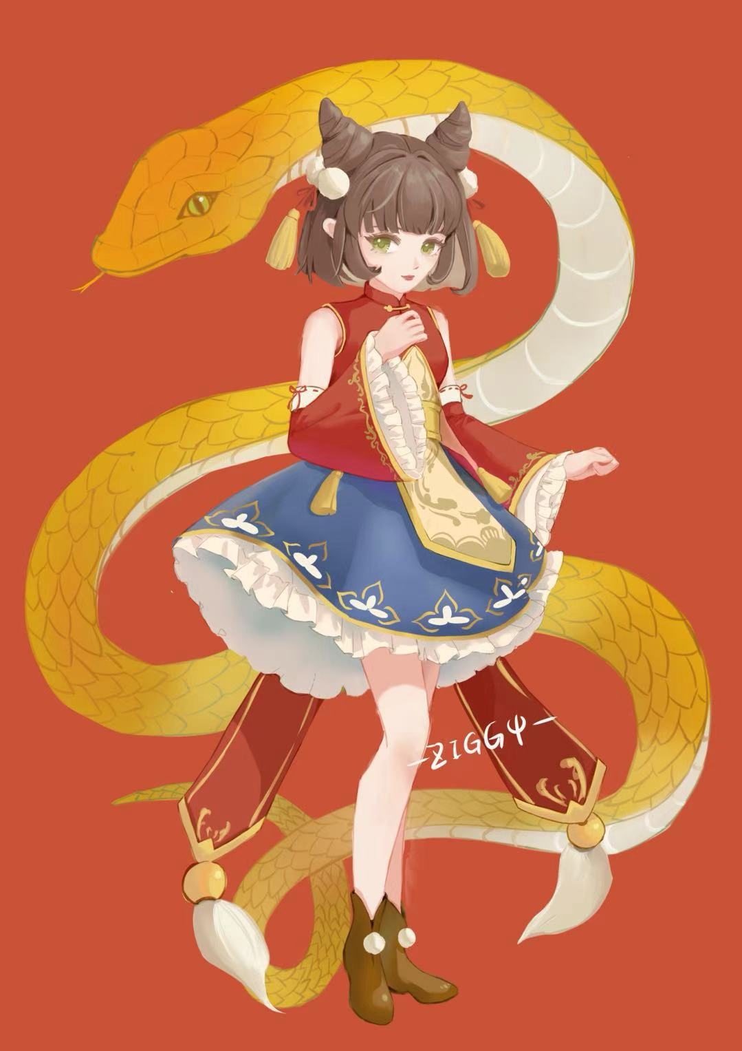 蛇年贺图_ziggy插画-站酷ZCOOL