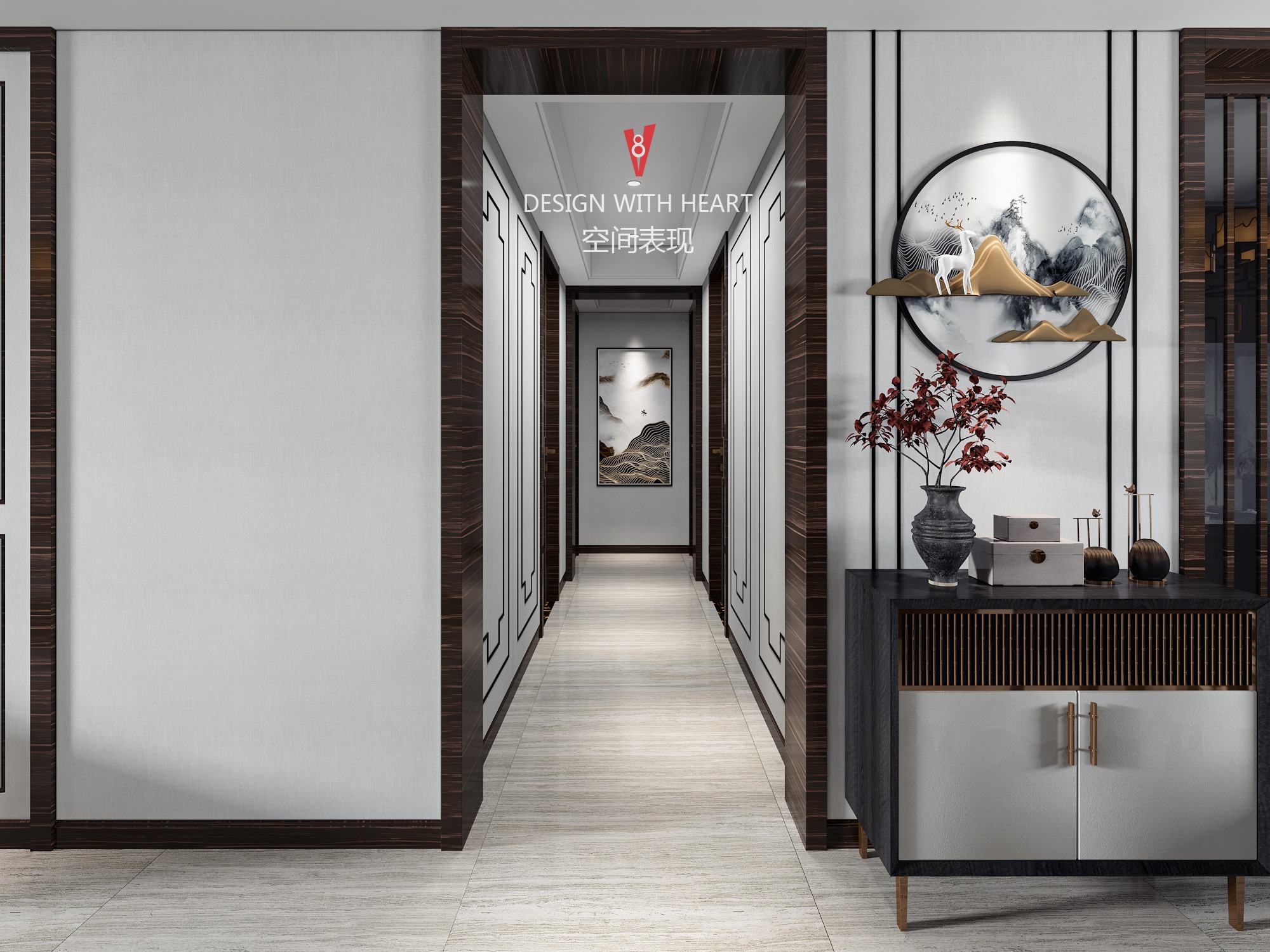 V8空间表现 | 新中式客餐厅赏析_v8全景制作-站酷ZCOOL