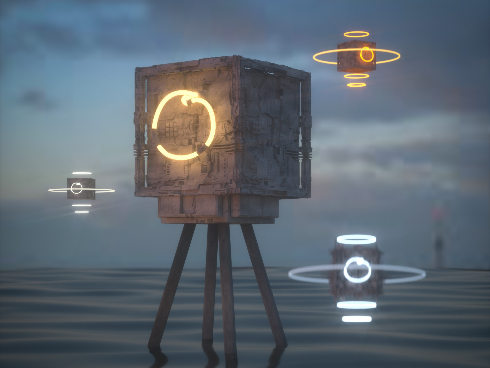 C4D and OC 练习——未来灯塔_乘龙御风-站酷ZCOOL