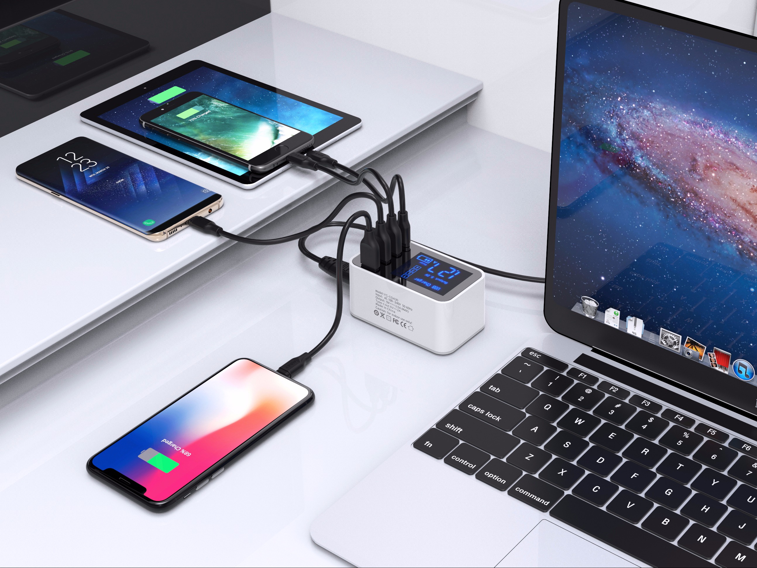 亚马逊多口充电器3D建模渲染_锁不住的自由-站酷ZCOOL