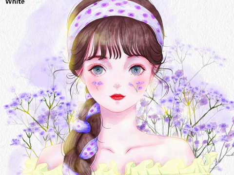 满天星水彩少女头像_千里光Echo-站酷ZCOOL