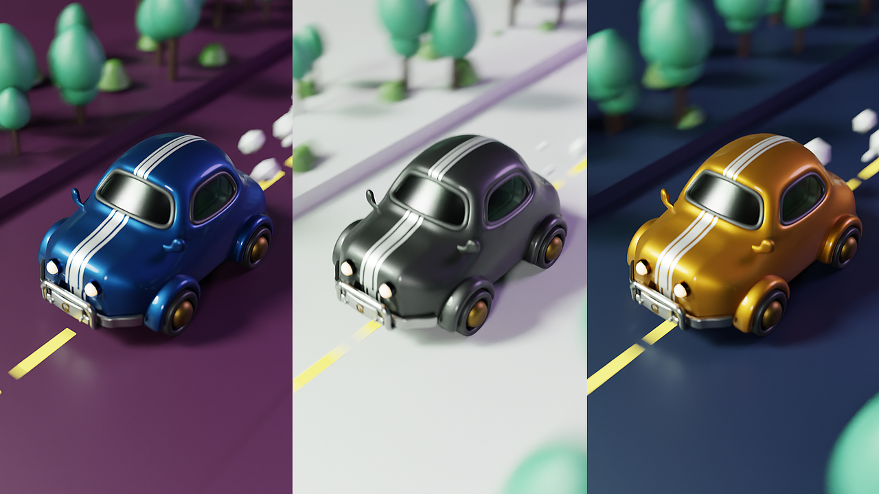 【Blender】Cartoon car_White_Guys-站酷ZCOOL