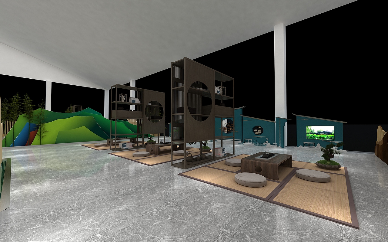 茶文化节3D效果图_3D设计联系我-站酷ZCOOL