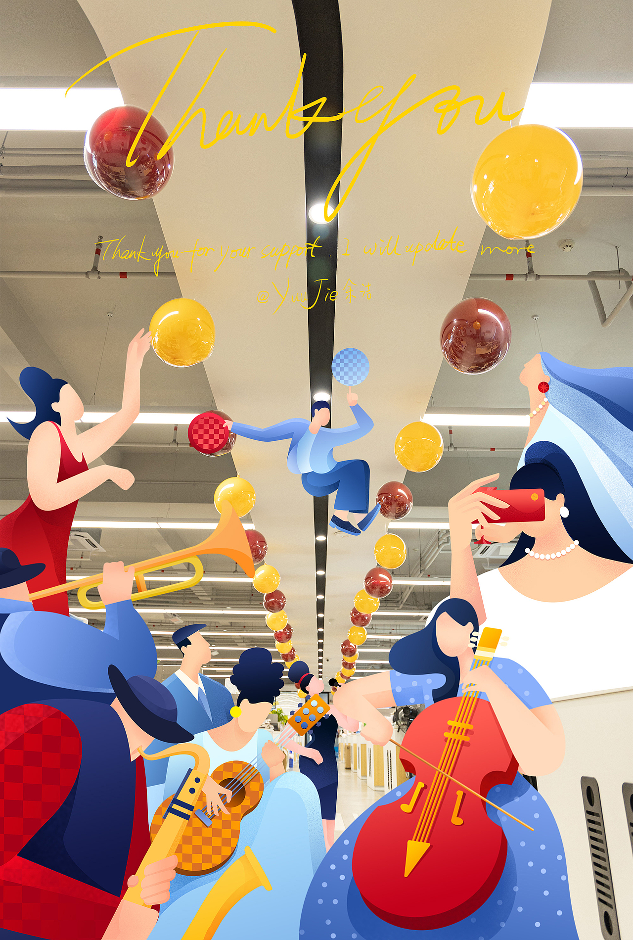 十周年庆典主视觉创意插画Anniversary Celebration_YuuJie余洁-站酷ZCOOL