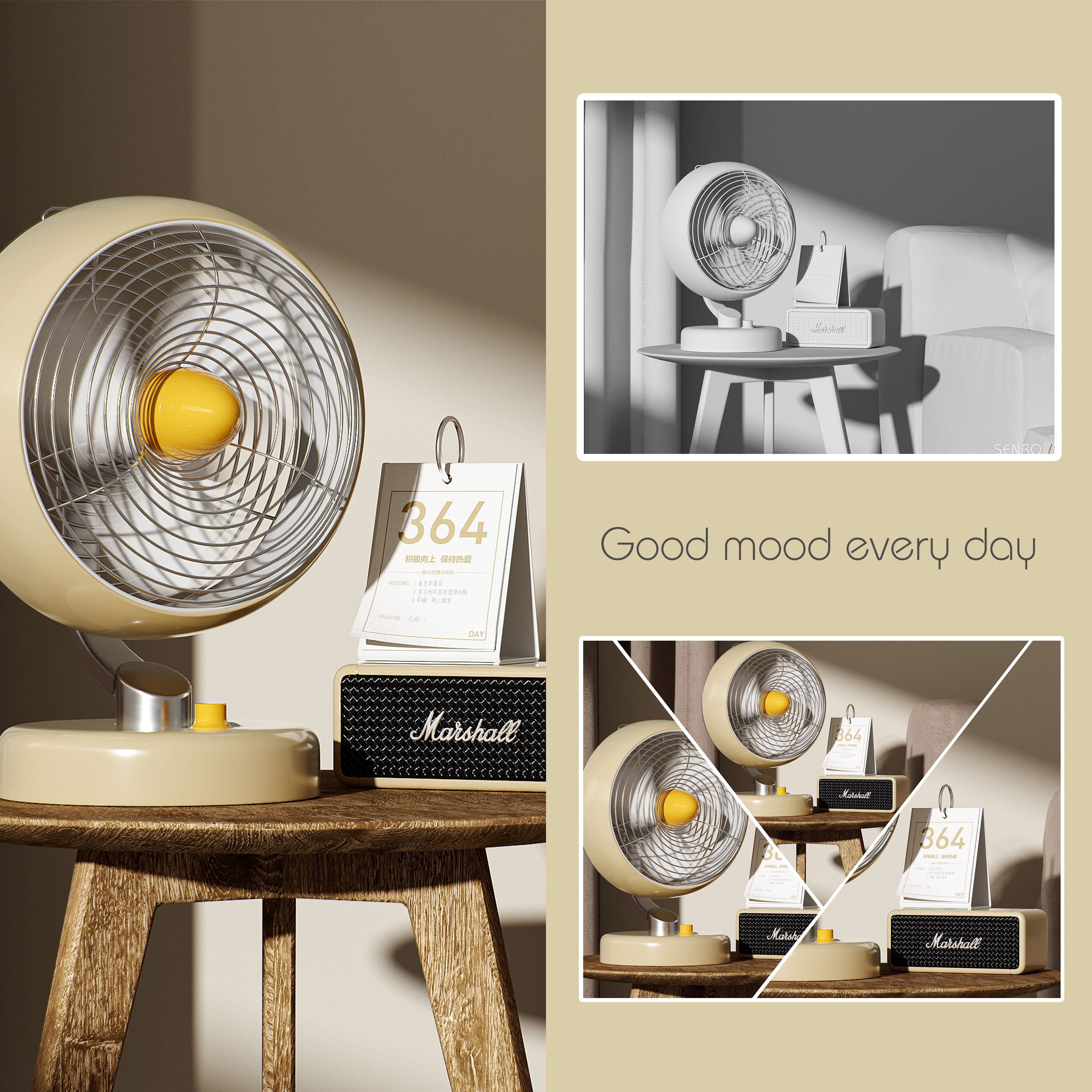 小清新风扇场景渲染_森罗Senro-站酷ZCOOL