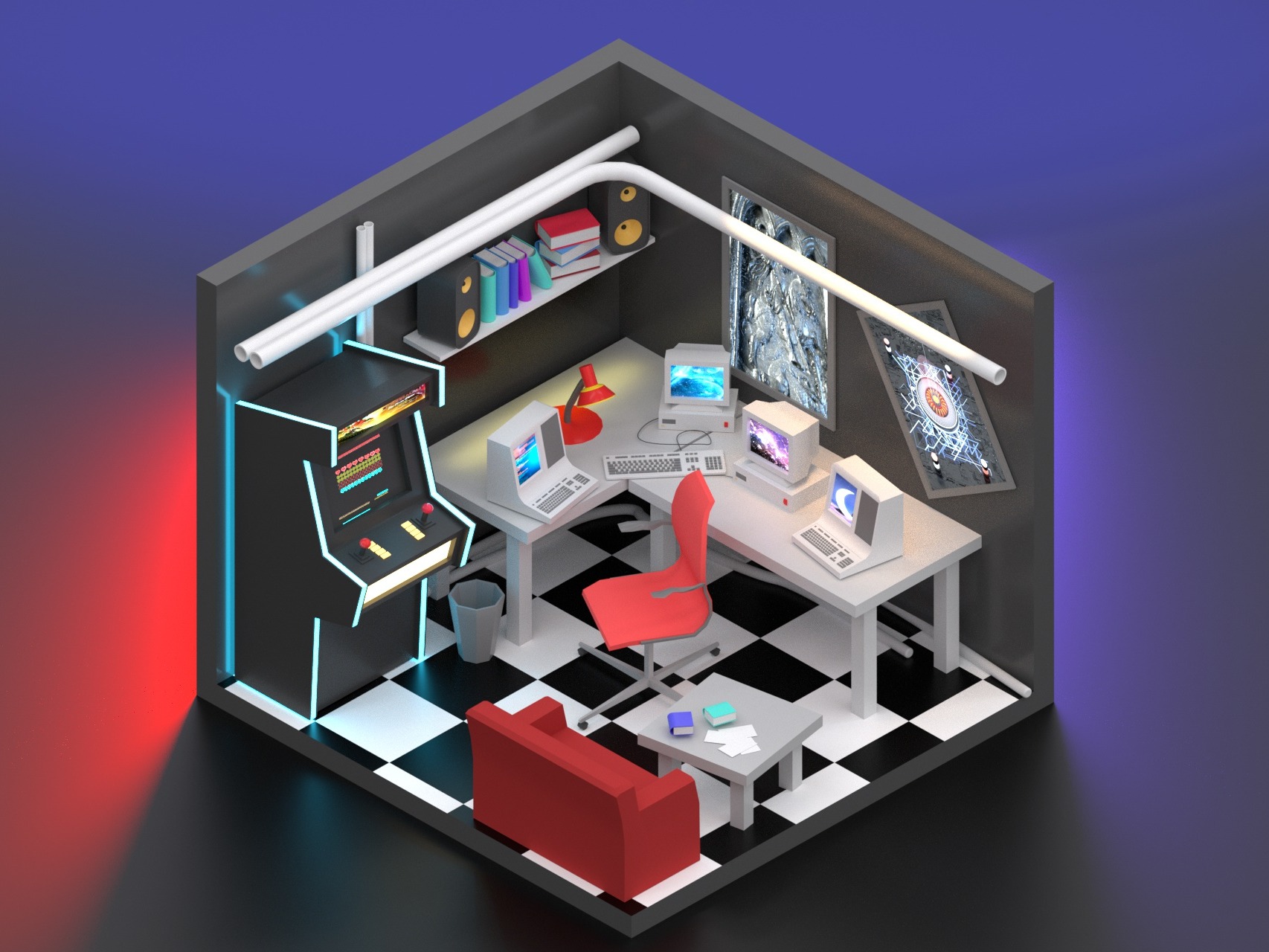 2.5D房间_C4D李研琛-站酷ZCOOL
