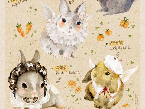 超萌的天使兔兔们_JOJO严琼-站酷ZCOOL