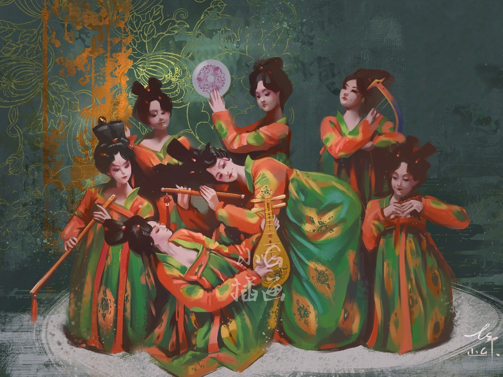 唐宫夜宴（付过程）_狄蓝GIKI-站酷ZCOOL