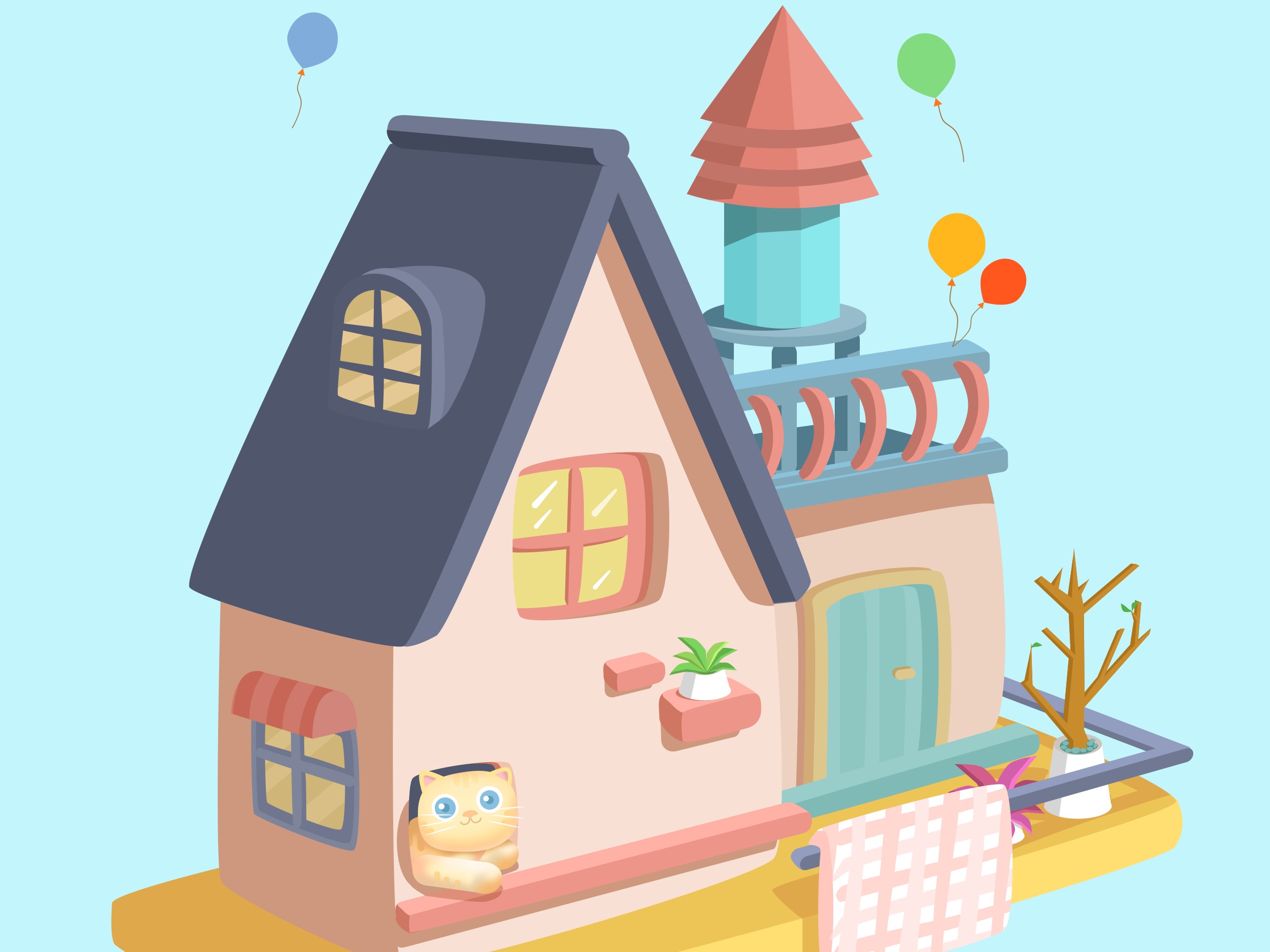 矢量插画_五花肉吃西瓜-站酷ZCOOL