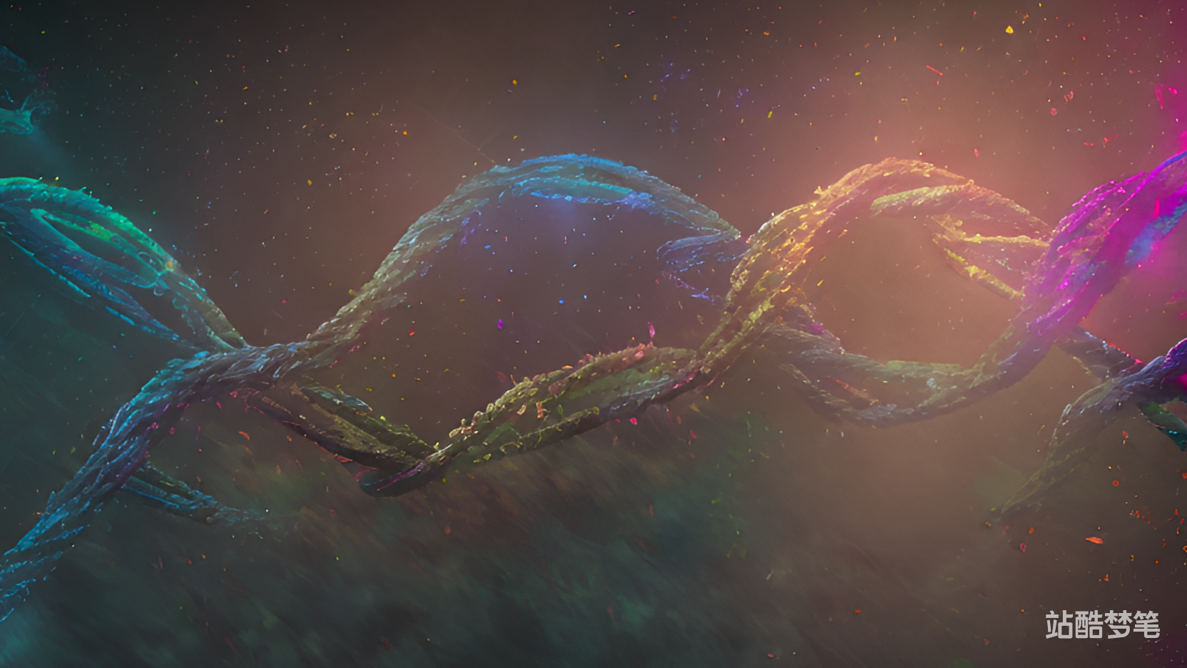 #站酷梦笔#DNA，基因，科技，深色背景，幻彩，d&d，幻_wyqlx-站酷ZCOOL