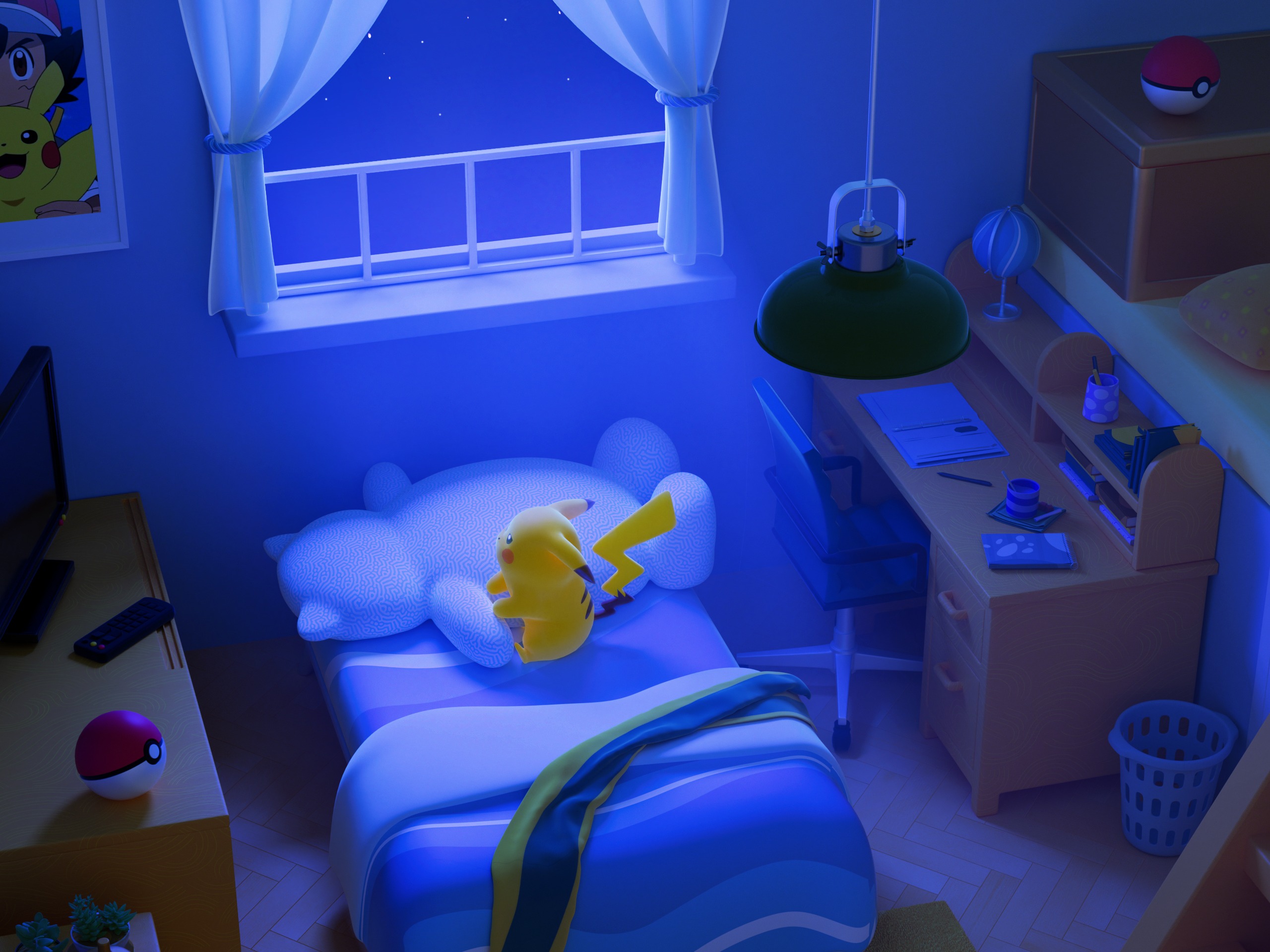 Pikachu's Dream皮卡丘的梦-三维渲染_BlueMia喵-站酷ZCOOL