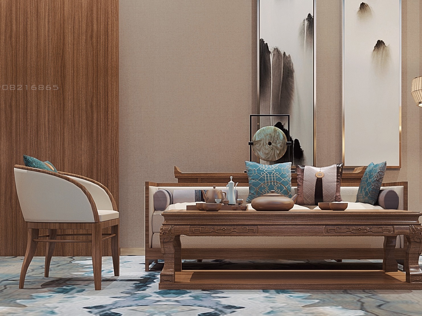 写实效果图，新中会客厅_yujie_78-站酷ZCOOL