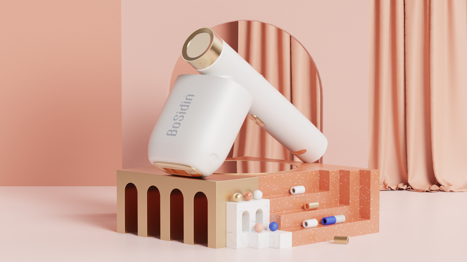 脱毛仪场景渲染 3D设计 C4D keyshot 产品渲染_嘉十设计-站酷ZCOOL