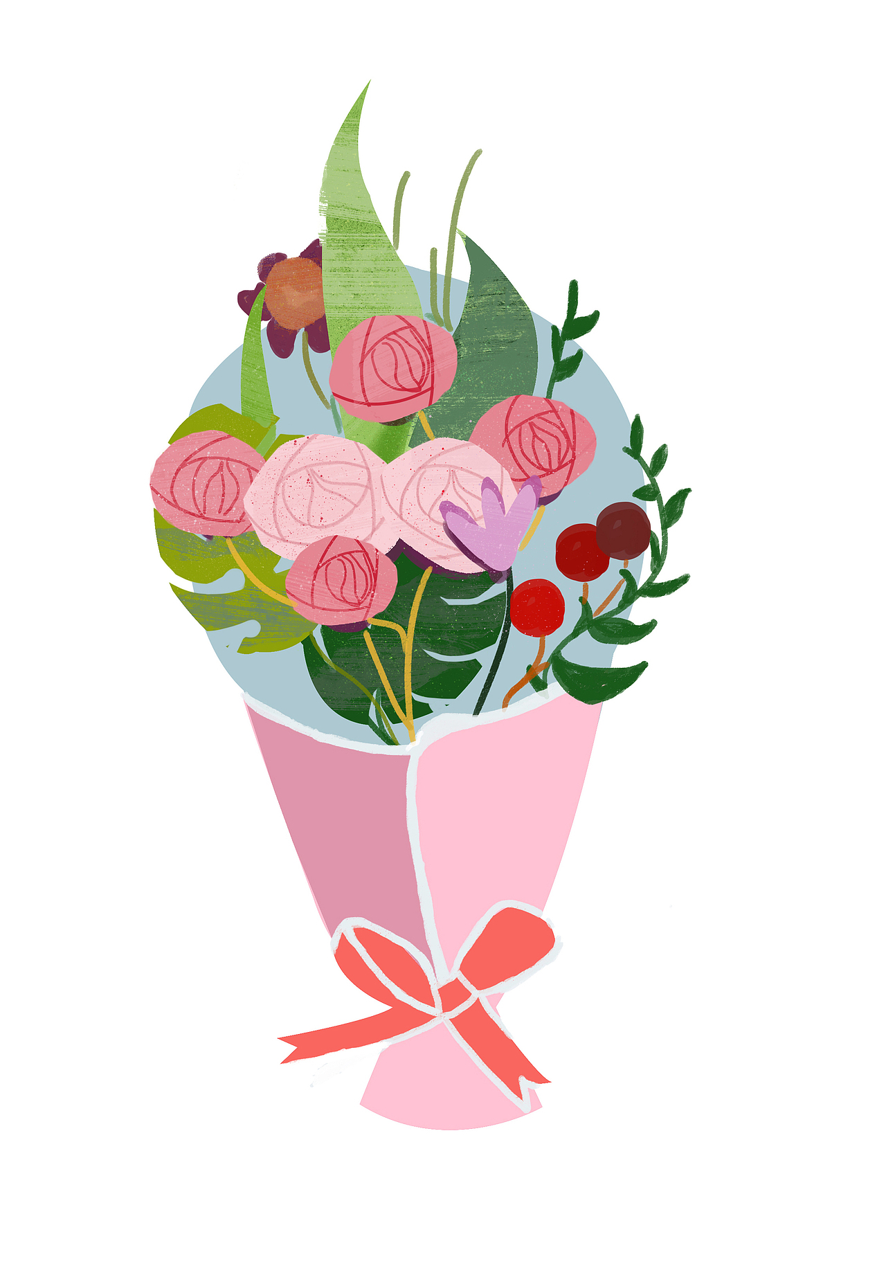 花束 插画_清来QINGLAI-站酷ZCOOL