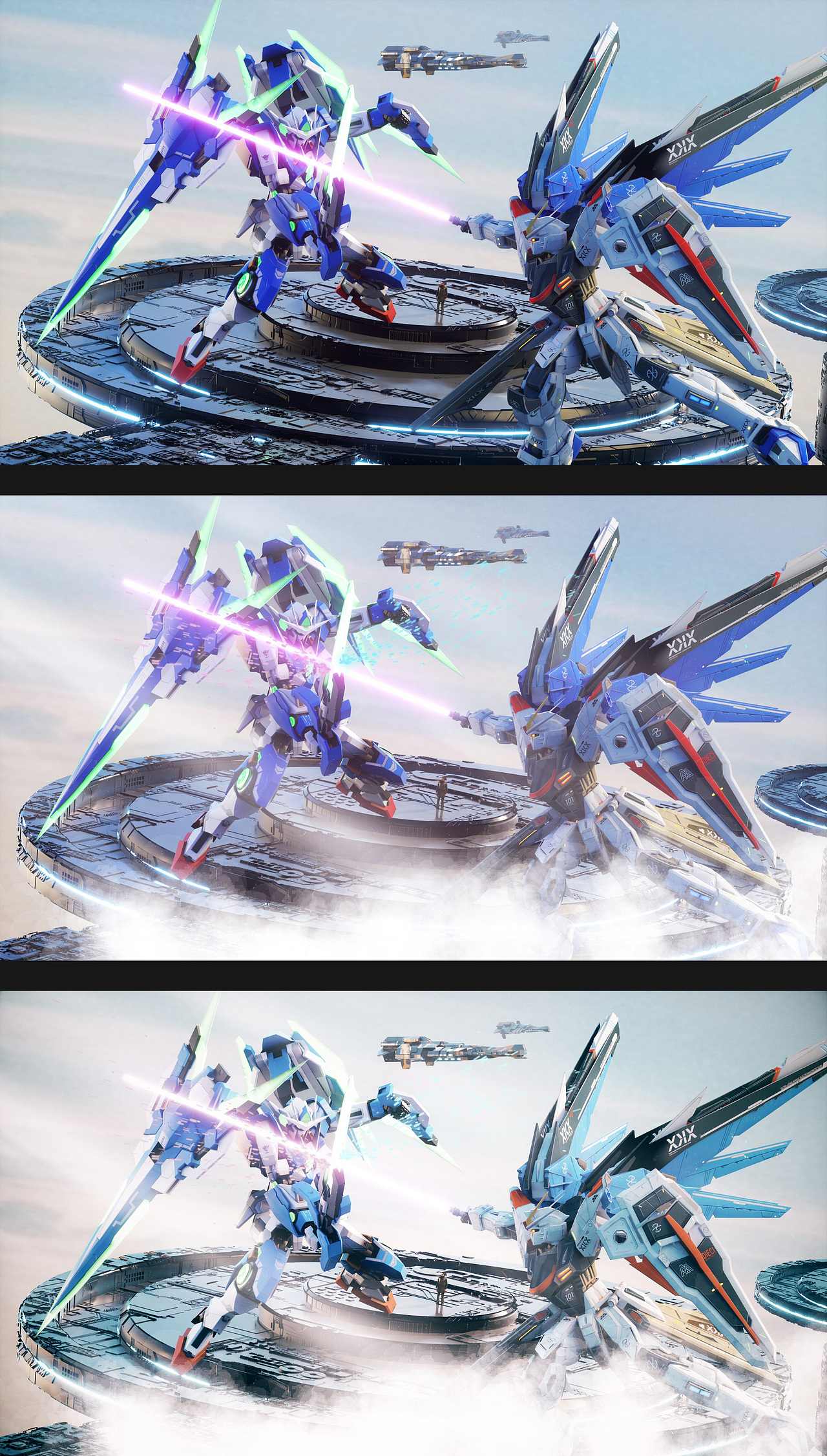 高达对决（00Q全刃式vs自由）_浒先生-站酷ZCOOL