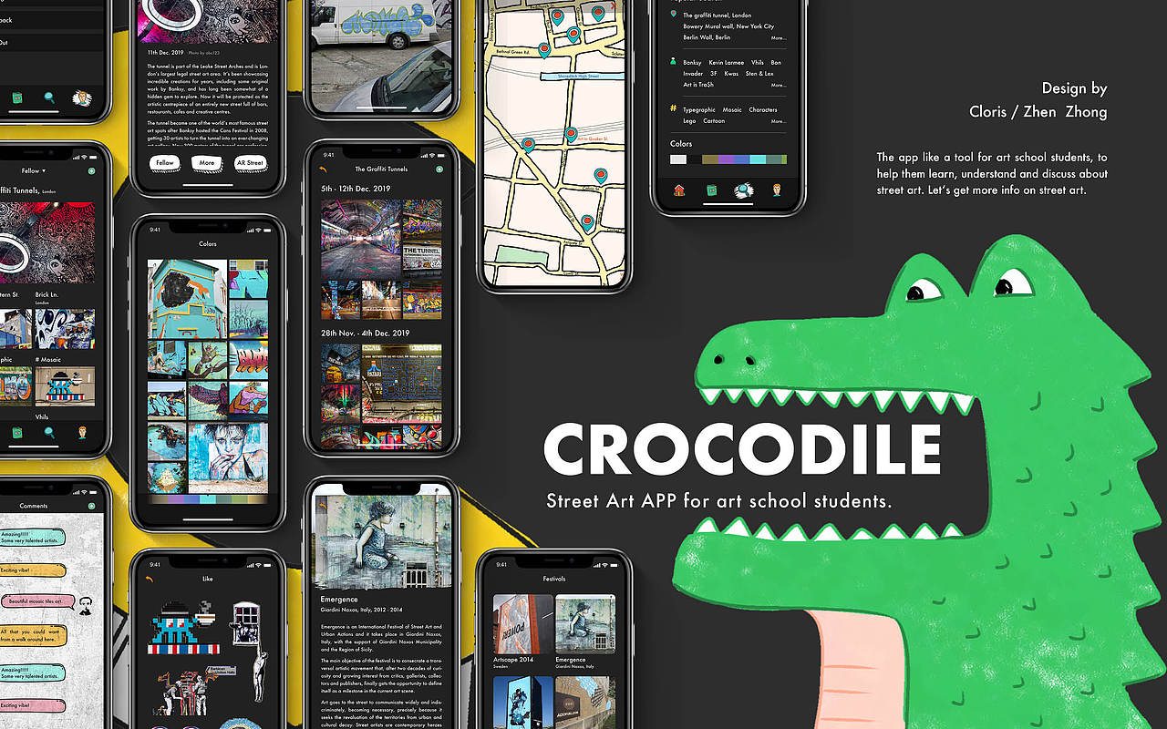 Crocodile - Street art app / 街头艺术app设计_Clo祯祯祯-站酷ZCOOL