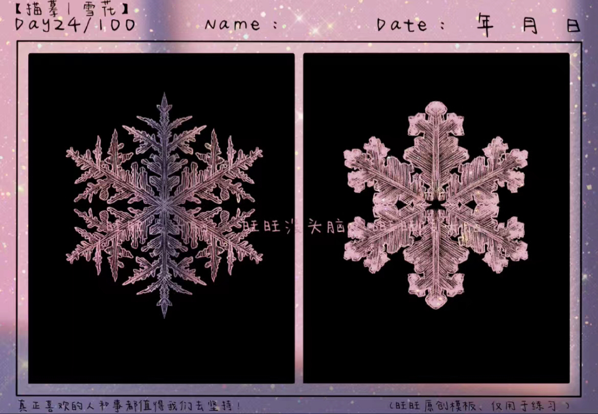 🌈Day24｜描摹｜雪花｜零基础学插画_旺旺哈喽-站酷ZCOOL