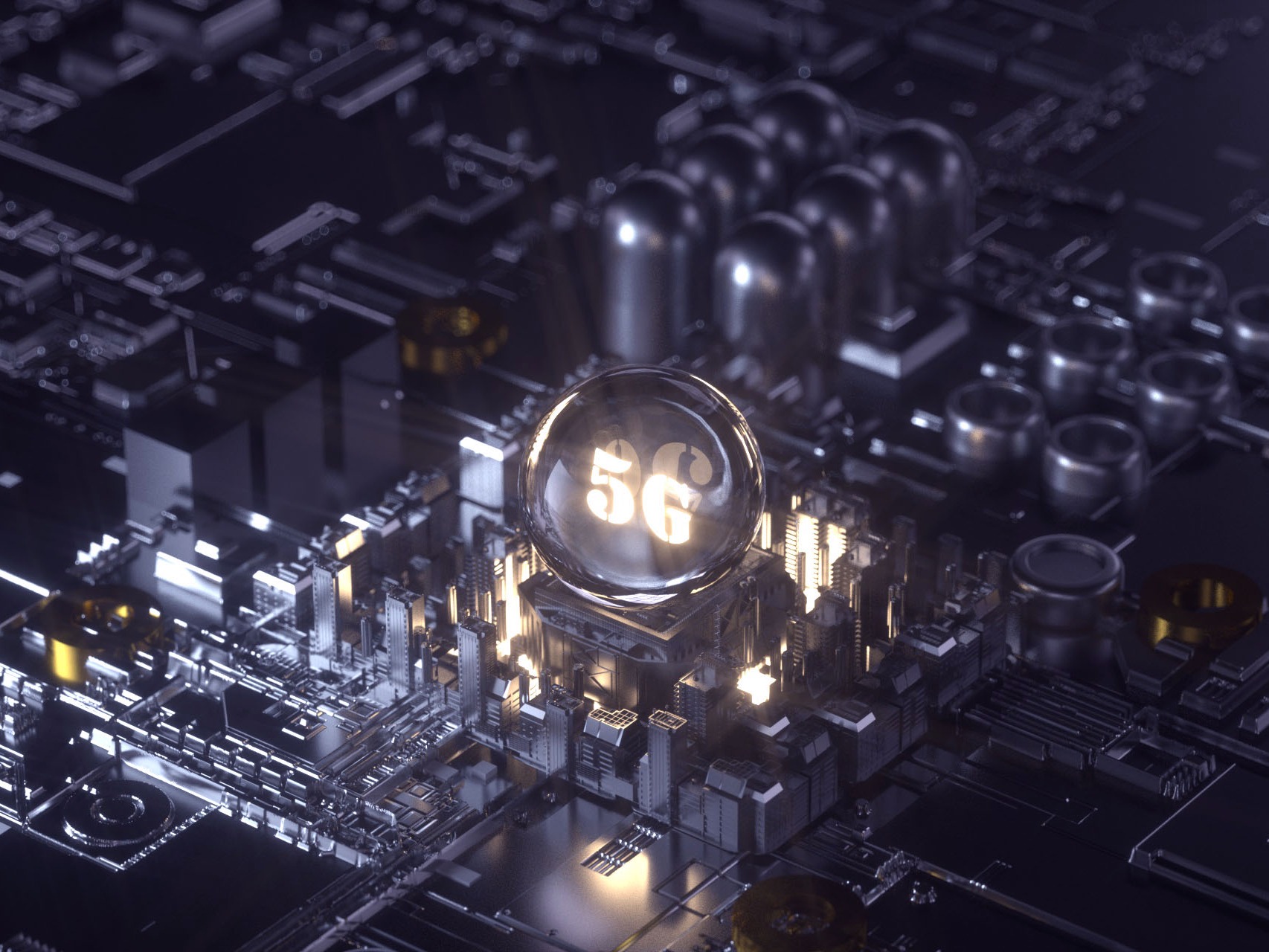 C4D工程模板：科技暗黑钢铁城市5G元素_苦七君-站酷ZCOOL