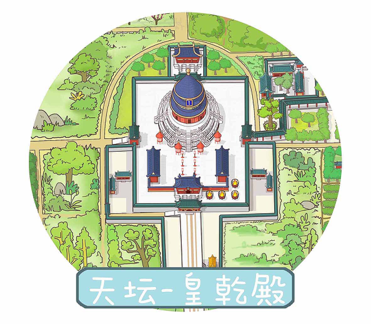北京 天坛公园 手绘地图插画商业插画度灵因原创作品 站酷zcool