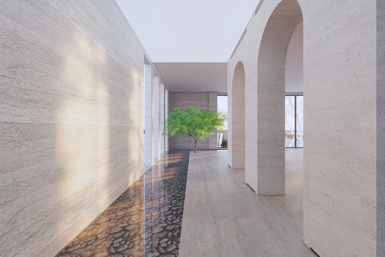 双层售楼部空间SU模型+ENS空间材质白膜渲染_类人生物-站酷ZCOOL