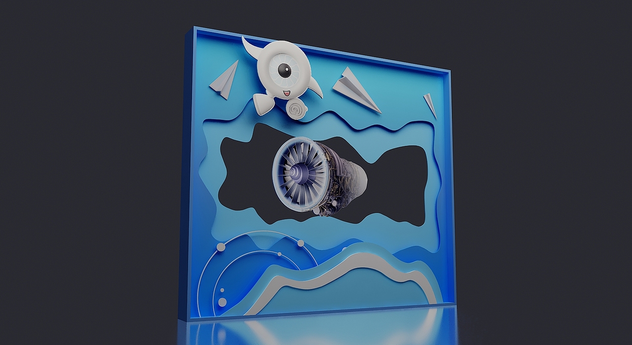 航发DP打卡墙设计3D效果图_3D设计师NG男-站酷ZCOOL