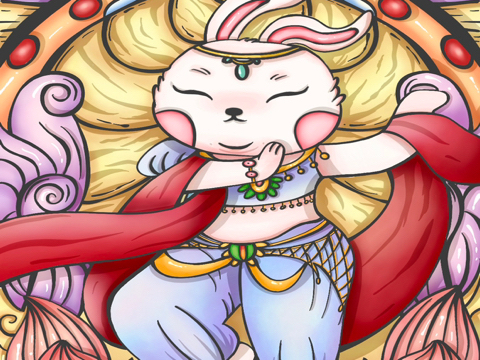 敦煌飞天御守兔_插画师LUMI-站酷ZCOOL