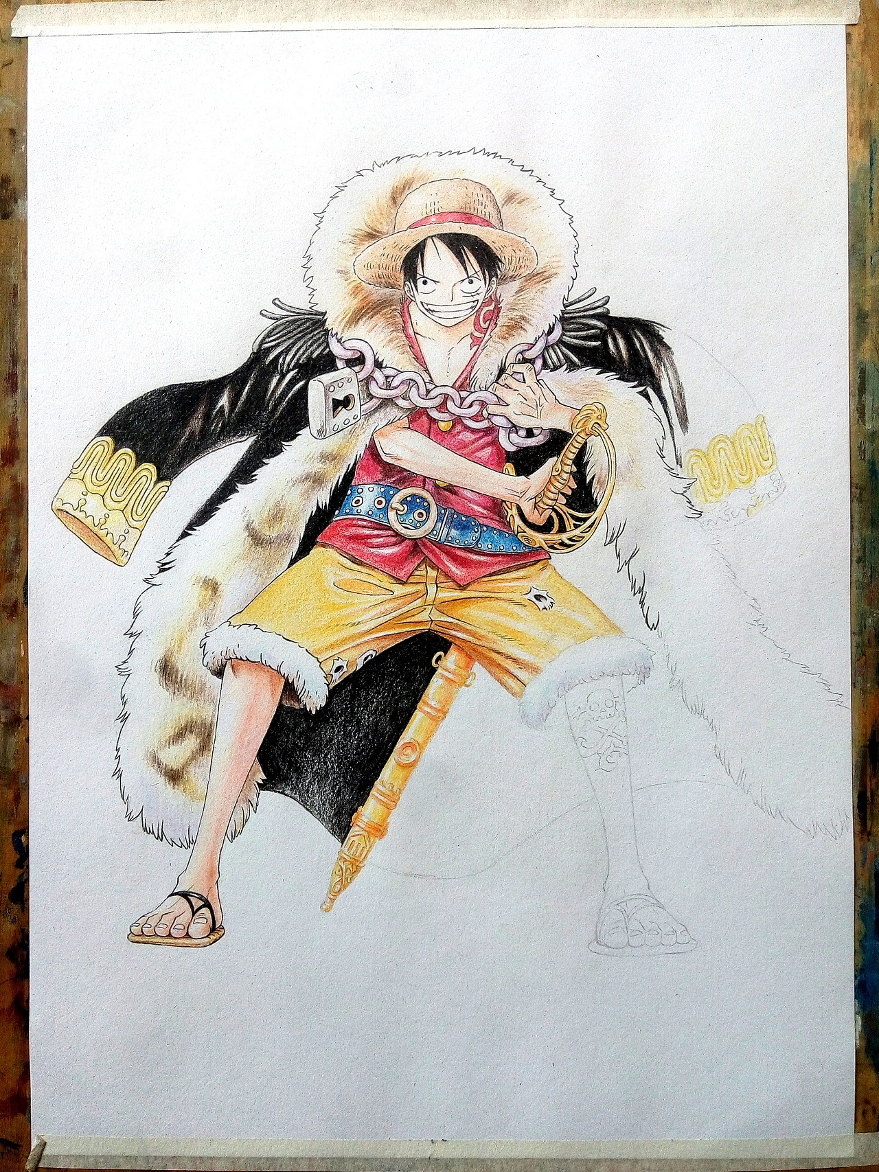 彩铅海盗路飞_mzgmzg-站酷ZCOOL