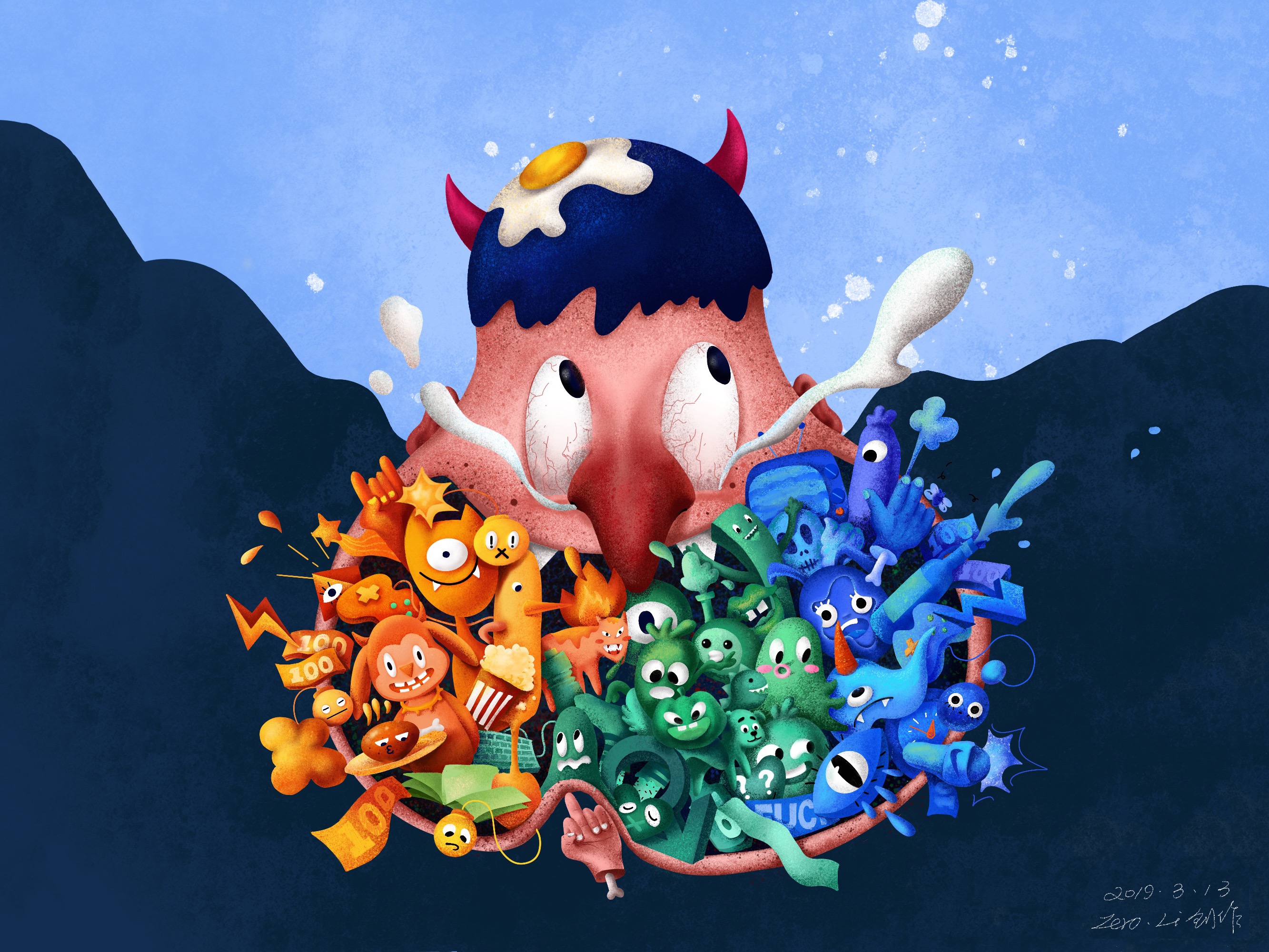 大嘴怪_ZERO李年轻-站酷ZCOOL