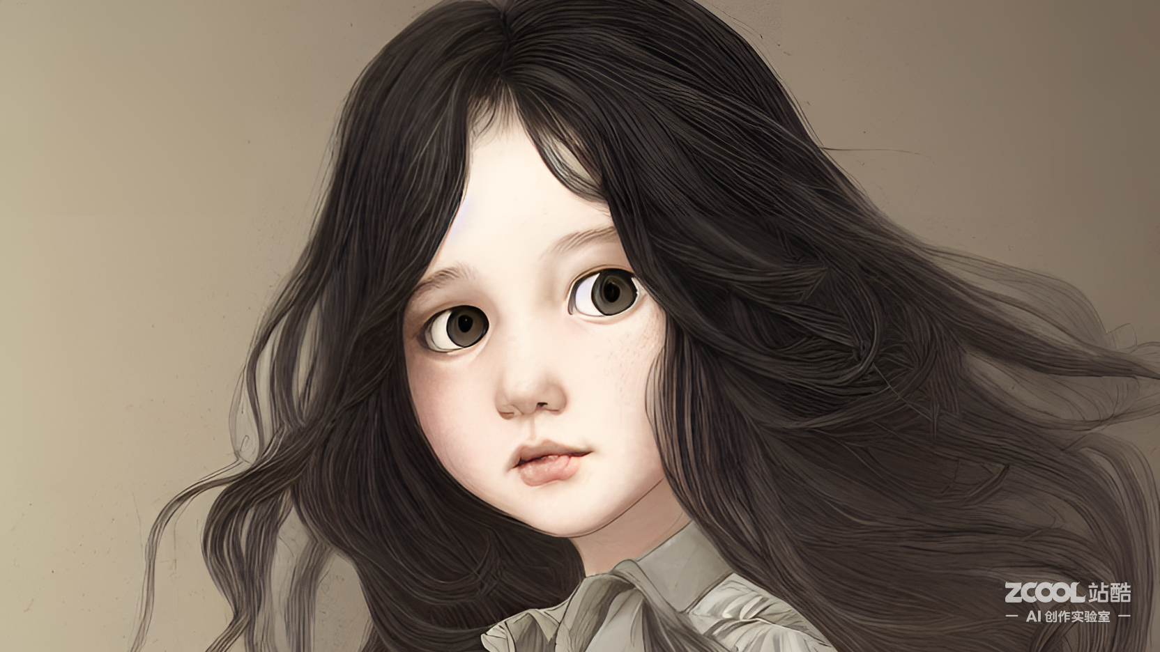 #AI创作实验室#jk 黑长发 女孩_海尔心帝-站酷ZCOOL