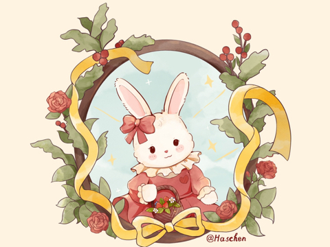 原创插图｜草莓兔兔_Haschen-站酷ZCOOL