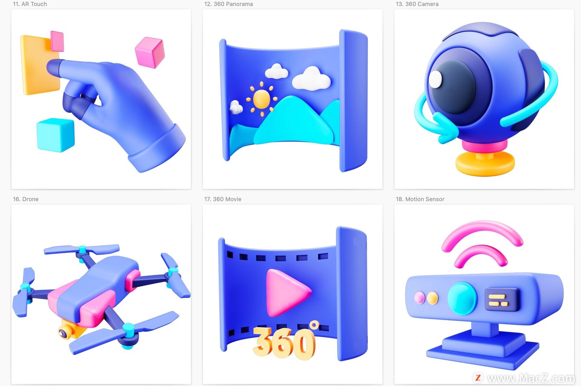 20款AR增强现实VR虚拟现实3D图标合集_柠檬吥萌-站酷ZCOOL