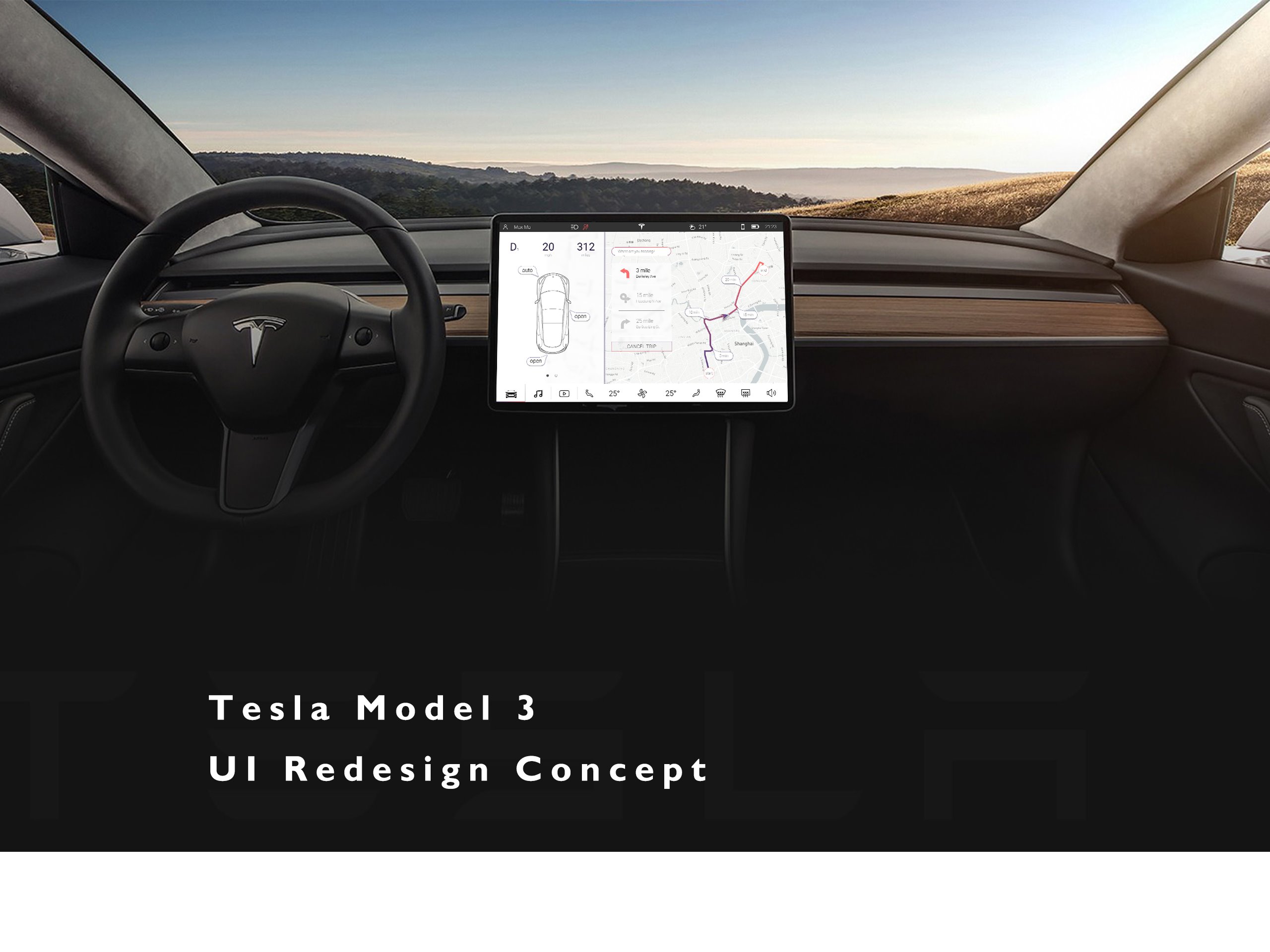 Tesla Model 3 HMI 界面概念设计_陈朝气-站酷ZCOOL