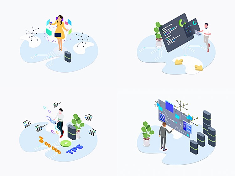 2.5D插画区块链概念科技信息大数据手机网页端_大厂设计师-站酷ZCOOL