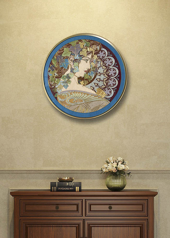 掐丝珐琅画--穆夏《IVY》_北晨Beichen-站酷ZCOOL