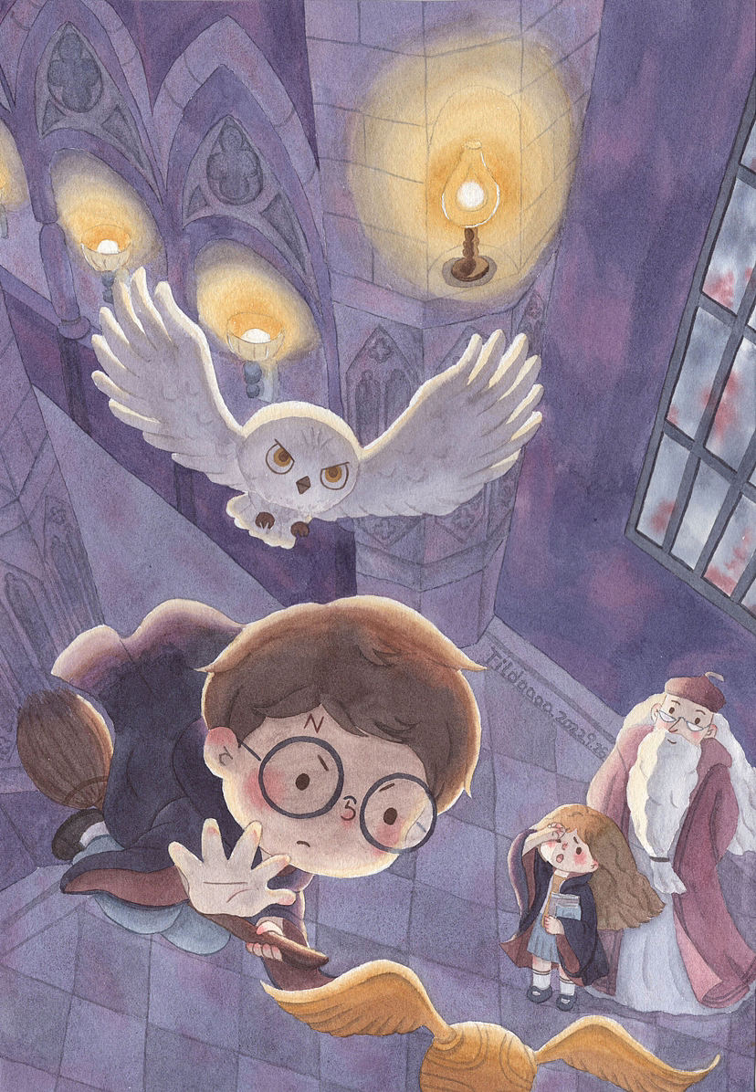 哈利波特场景插画_Tildaaaa-站酷ZCOOL