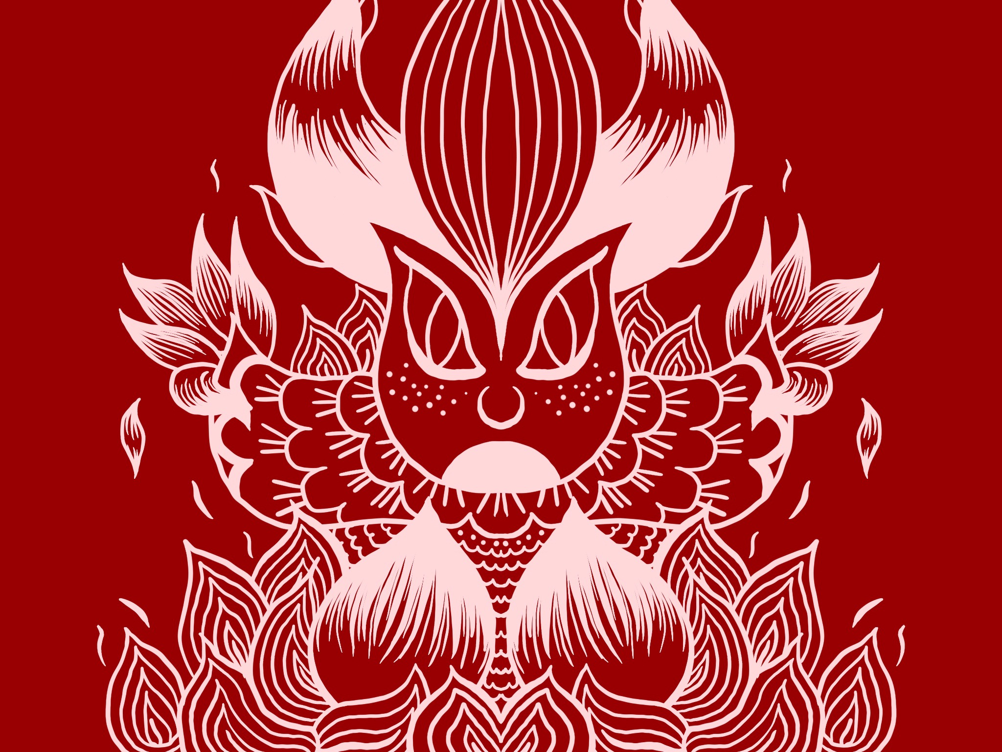 桃花怪-印花，插画，包装，图案_kuku的KU-站酷ZCOOL