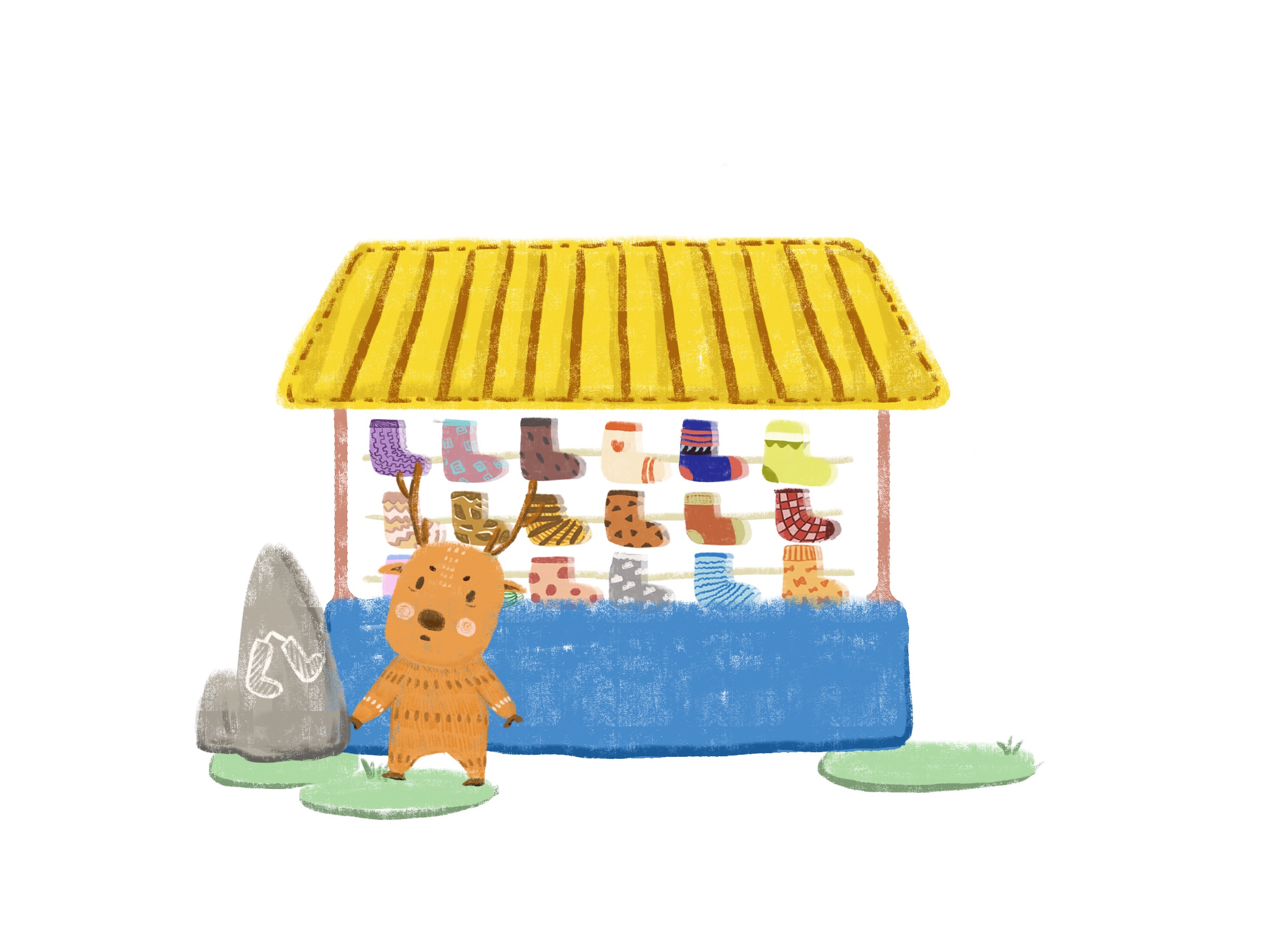 儿童绘本创作|《小动物买袜子》_c1h023en-站酷ZCOOL