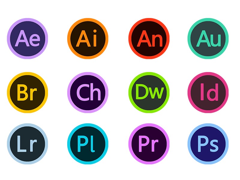 Adobe 软件图标，Ps、Pr、Ai、Ae、Dw等设计软件图标_被时尚耽误的懒癌-站酷ZCOOL