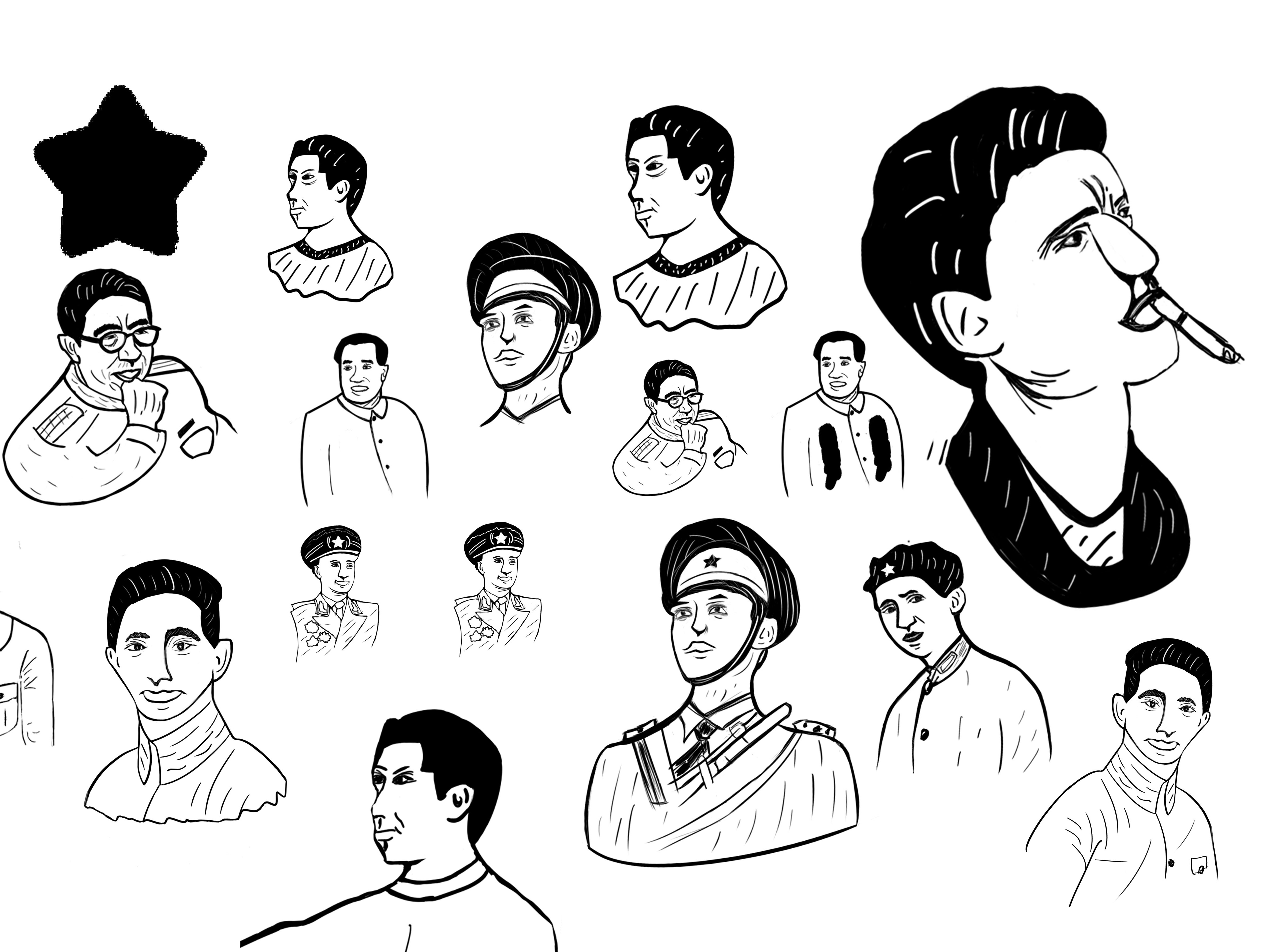 人物素材-线稿图--军人--医生--明星--帅哥_奋斗者11111-站酷ZCOOL