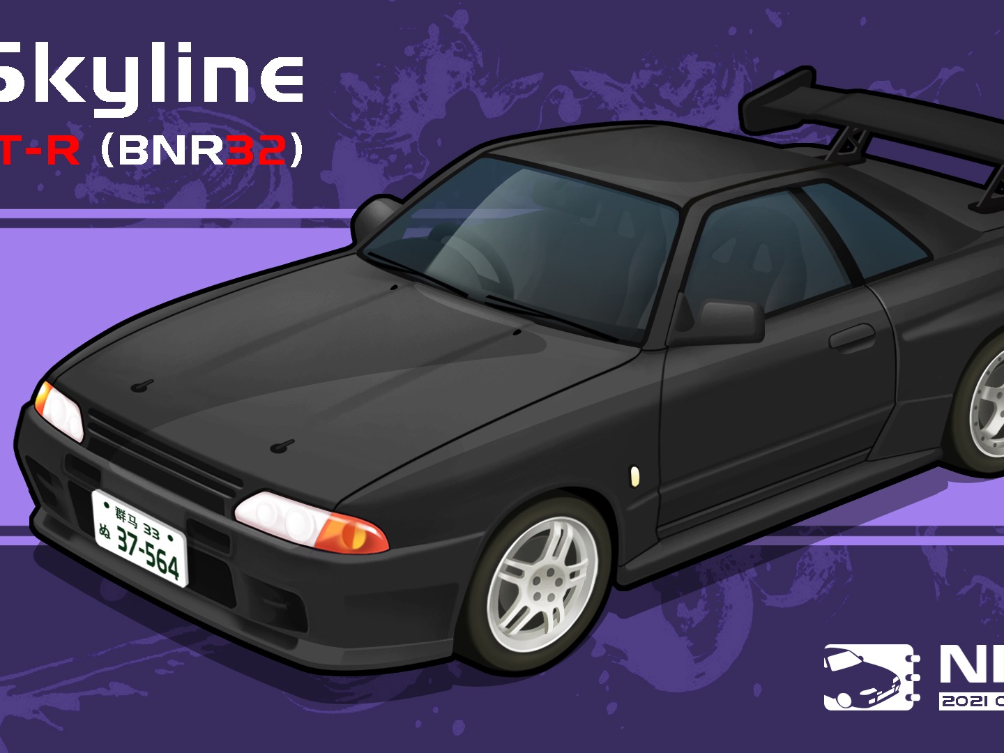 《头文字D》北条凛 座驾Nissan Skyline GT-R (BNR32)_Trick小把戏-站酷ZCOOL