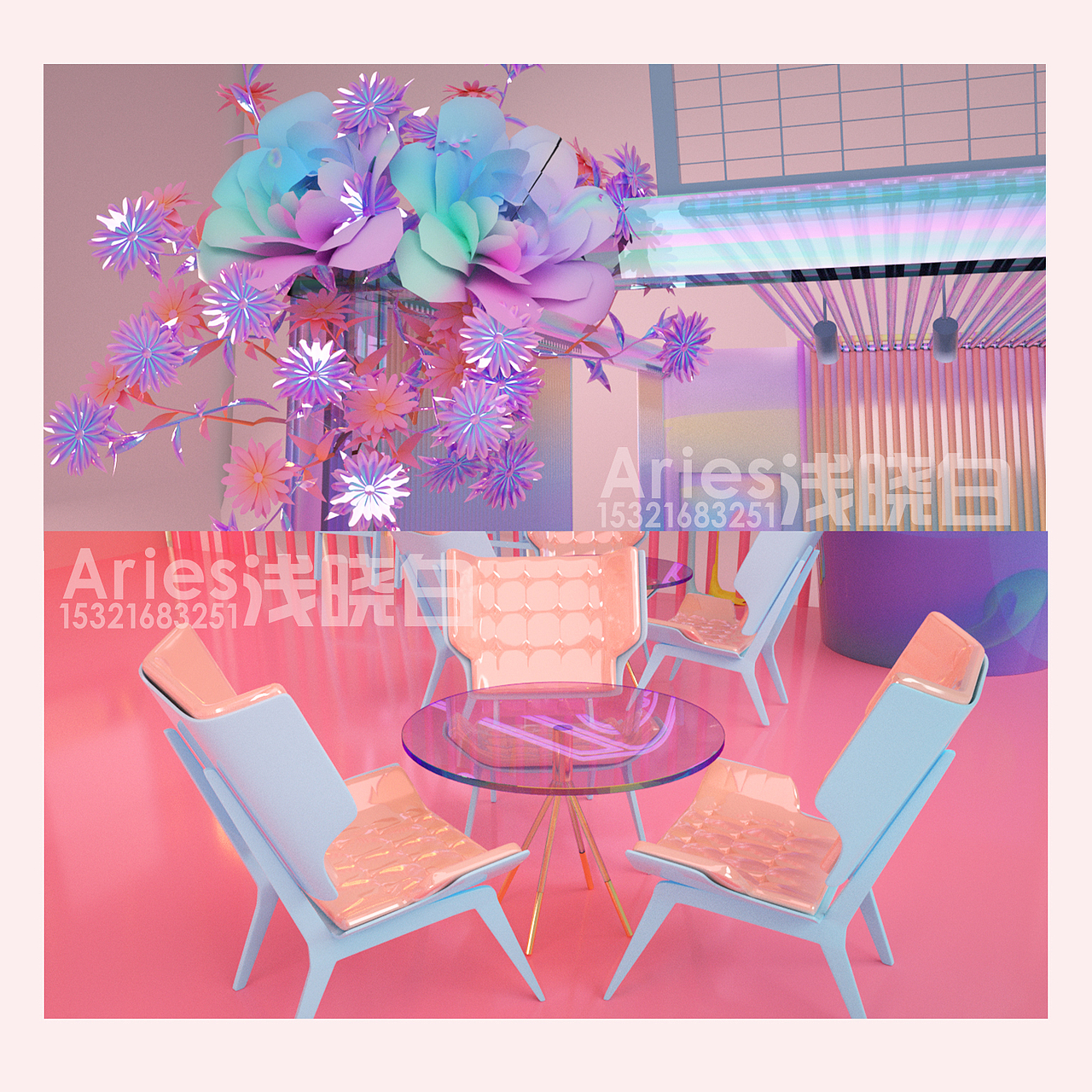 网红奶茶快闪店效果图 两次修改对比_Aries浅晓白-站酷ZCOOL