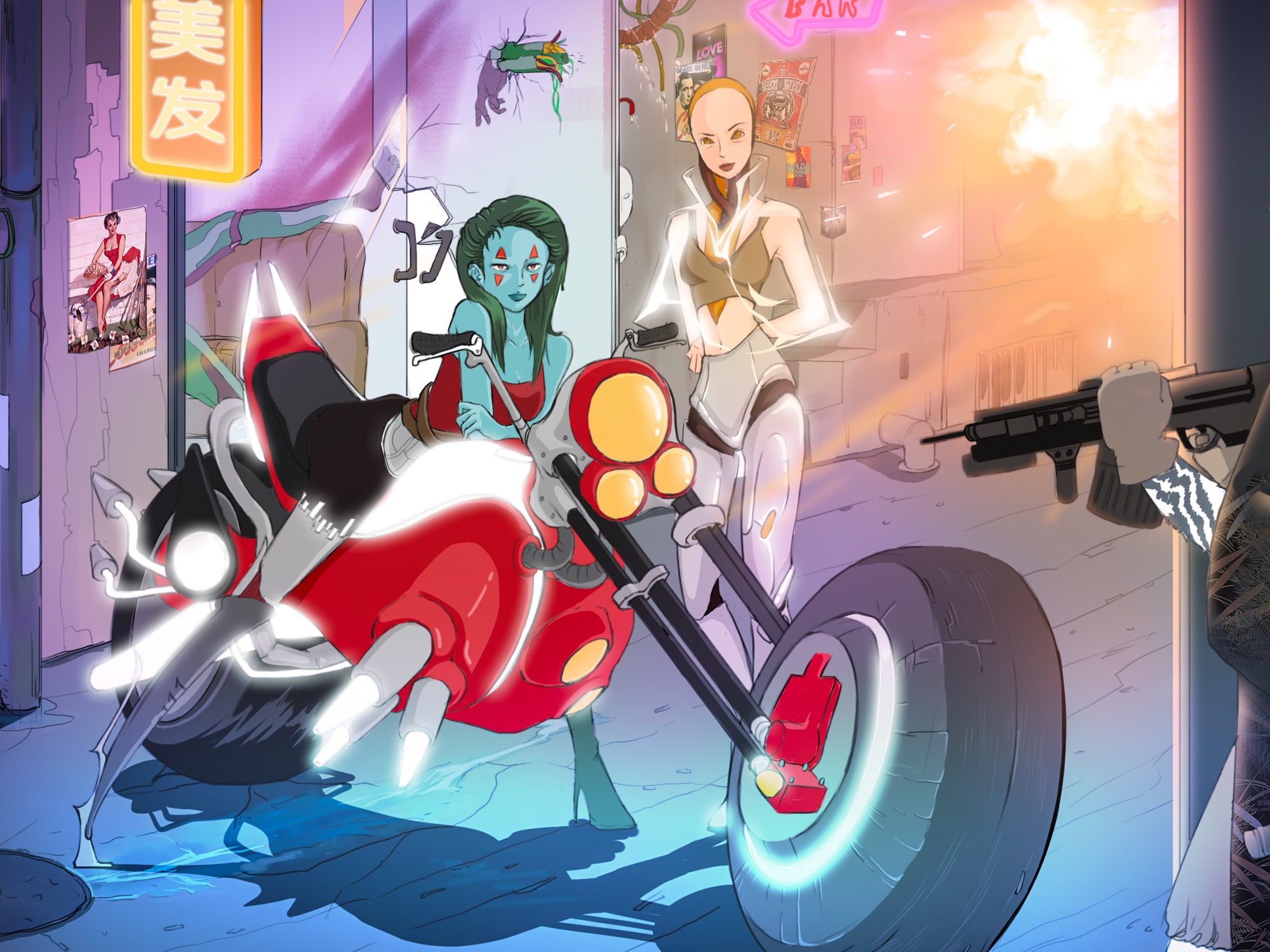 练手 - 赛博朋克插画_榴莲Liam-站酷ZCOOL