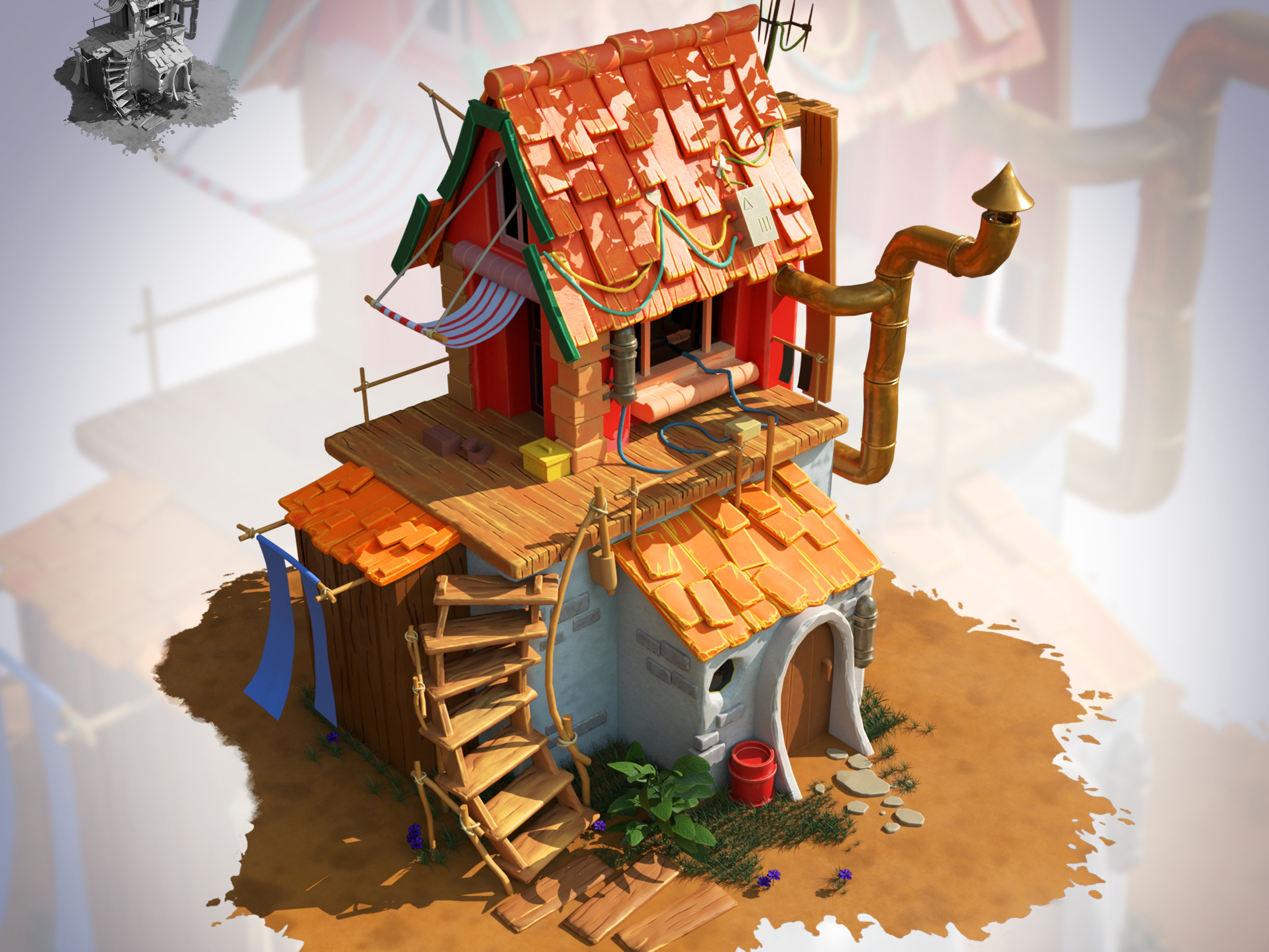 3D手绘场景模型_土豆YUDOU-站酷ZCOOL