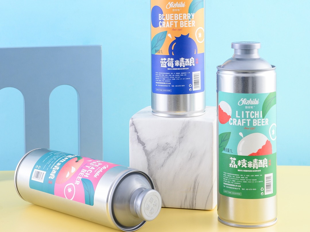 老板精酿果味啤酒1L马口铁装包装设计二_绿手指设计-站酷ZCOOL