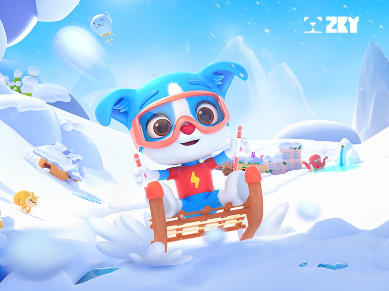 别人滑雪我滑雪橇-C4D_泡泡zz-站酷ZCOOL
